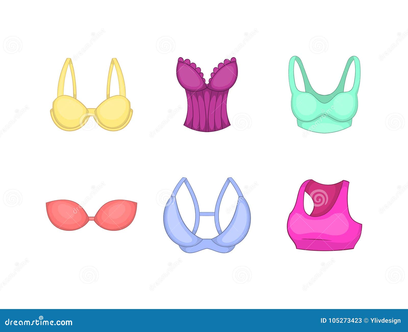 Bra Icon Set Cartoon Style Stock Vector Illustration Of Object