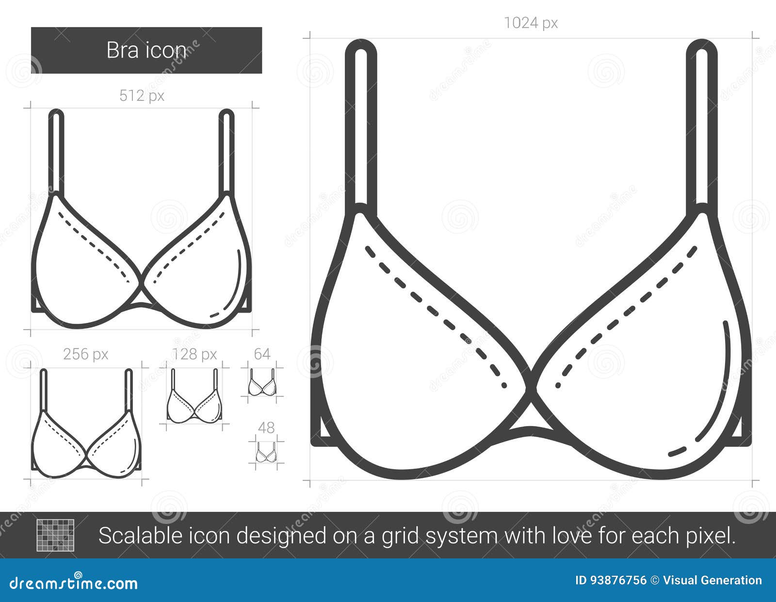 Bra line icon. stock vector. Illustration of drawing - 93876756
