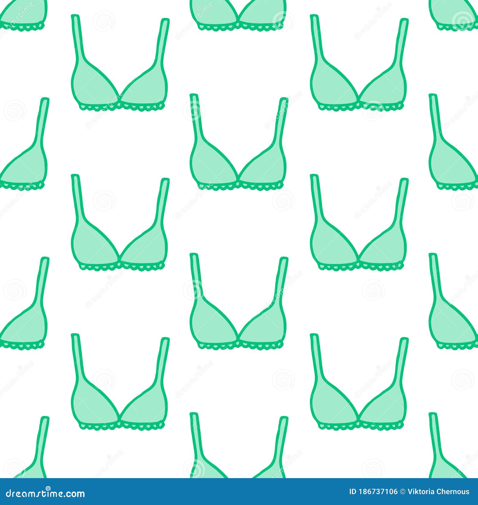Bra Seamless Doodle Pattern, Vector Color Illustration Stock ...