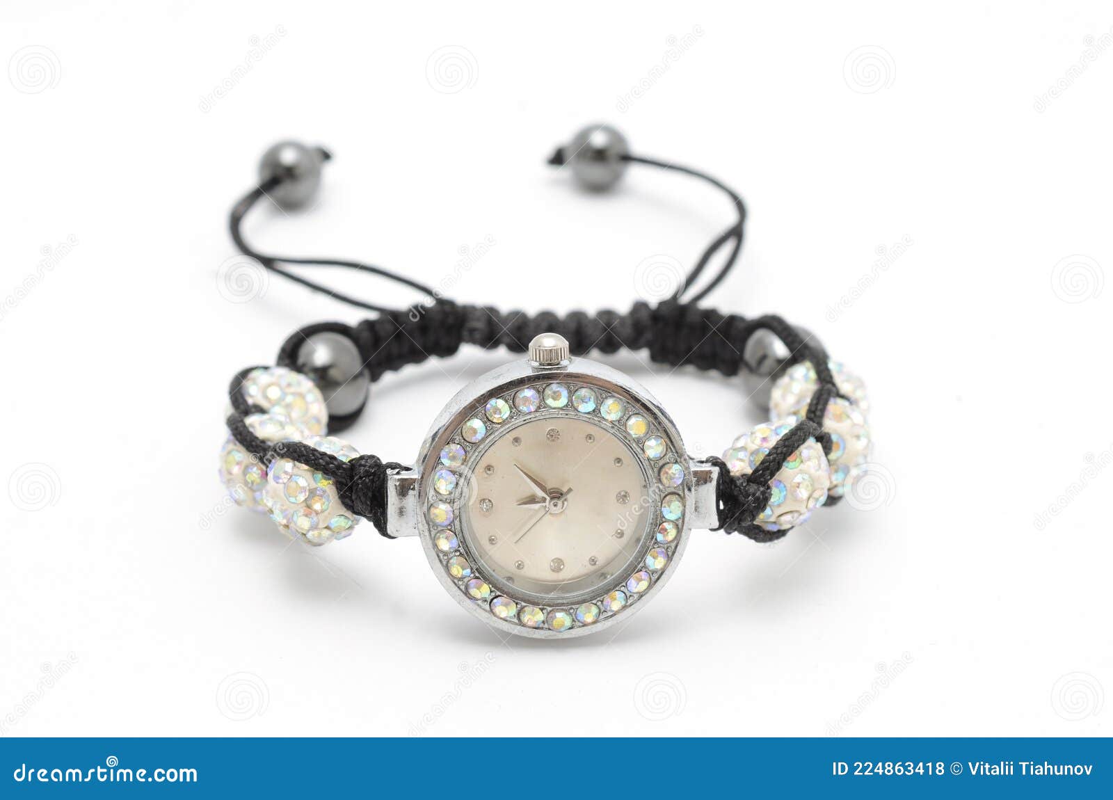 Bracelet with Clock Isolated on White Stock Photo - Image of wristwatch ...