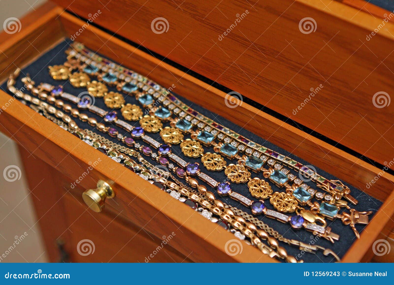 Bracelets in jewelry box stock image. Image of bracelets - 12569243