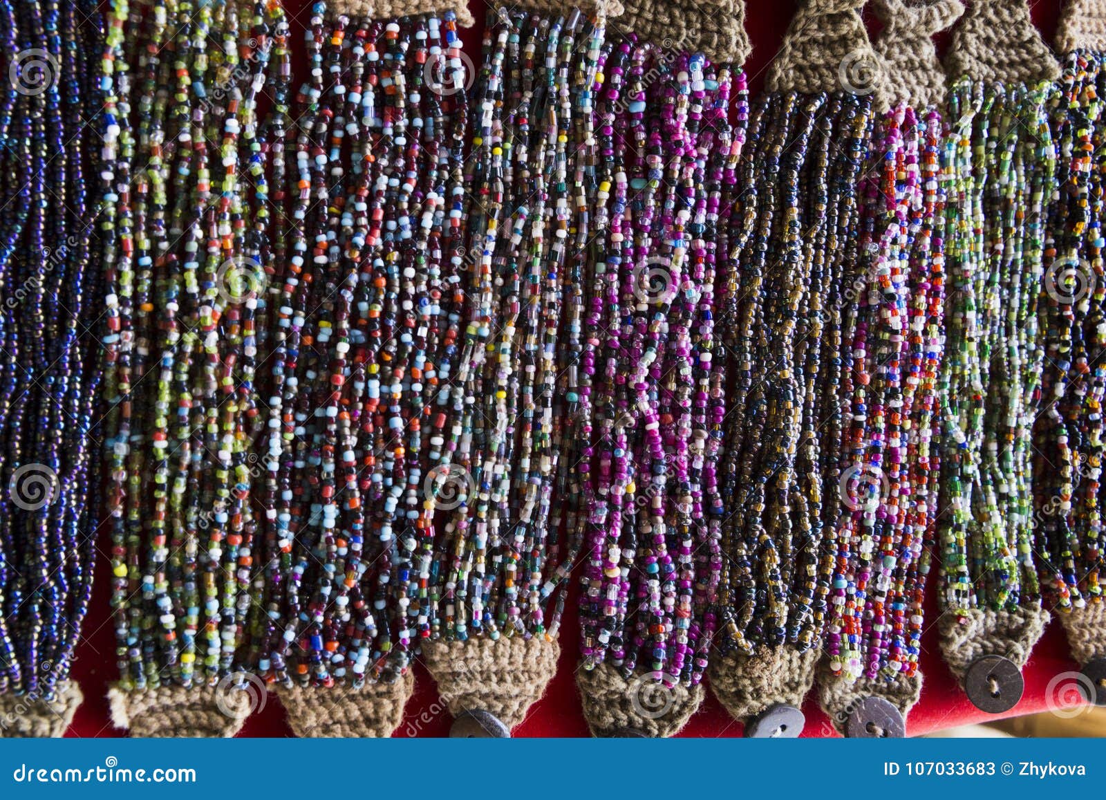 Beads Bracelets Background Multicolored Stock Image - Image of ...