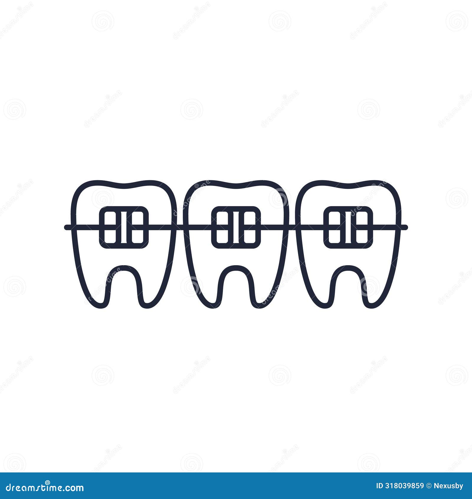 Braces and Teeth Line Icon on White Stock Vector - Illustration of ...