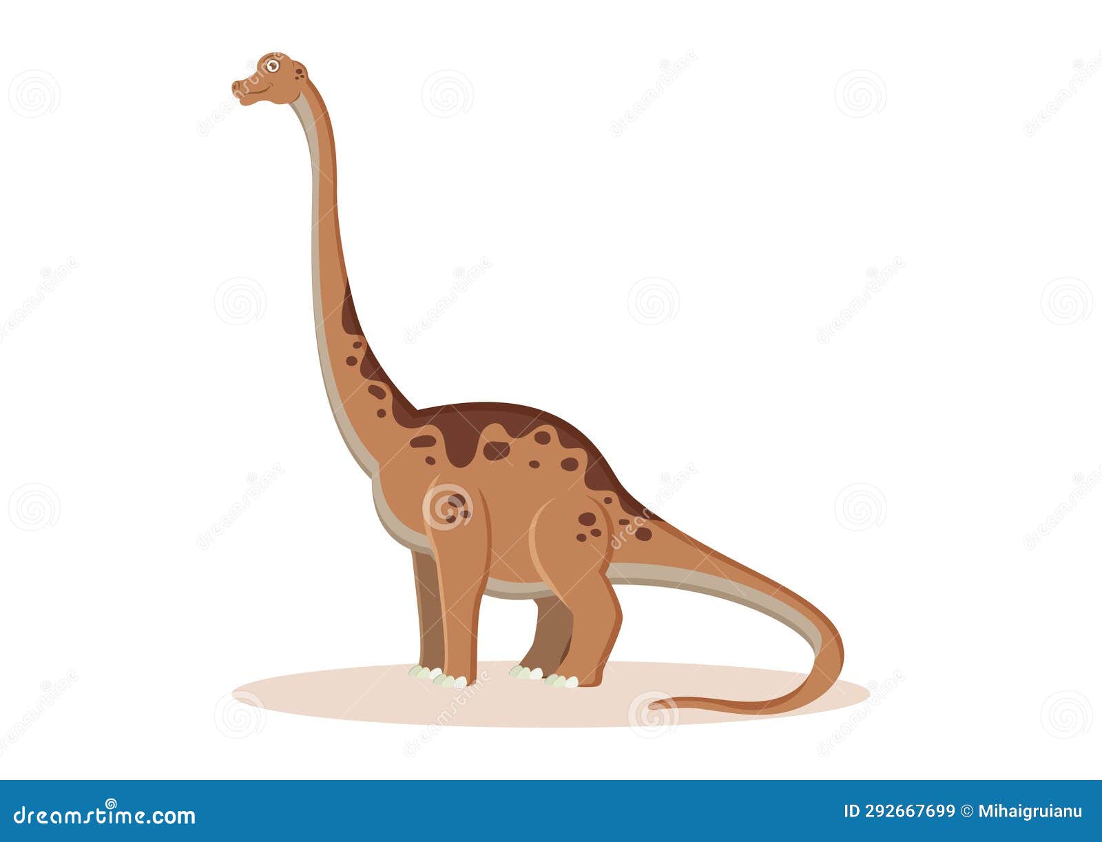 Brachiosaurus Dinosaur Cartoon Character Vector Illustration Stock ...