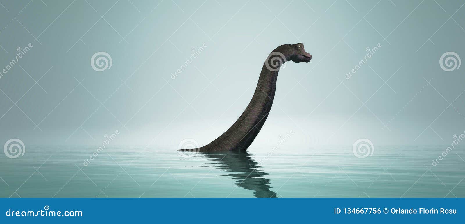 Brachiosaurus Dinosaur in Water Stock Illustration - Illustration of ...