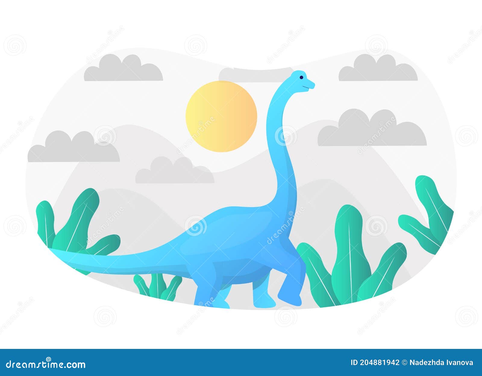 Brachiosaurus Flat Illustration Vector Graphic. Stock Illustration ...