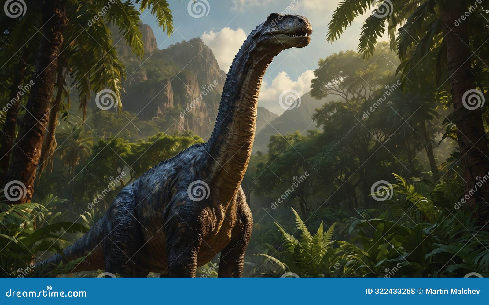 Brachiosaurus in Lush Forest Stock Photo - Image of jurassic, wildlife ...