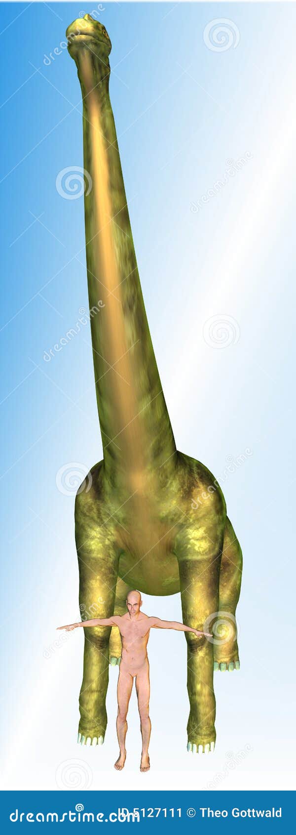 Brachiosaurus y un hombre stock de ilustración. Ilustración de ...