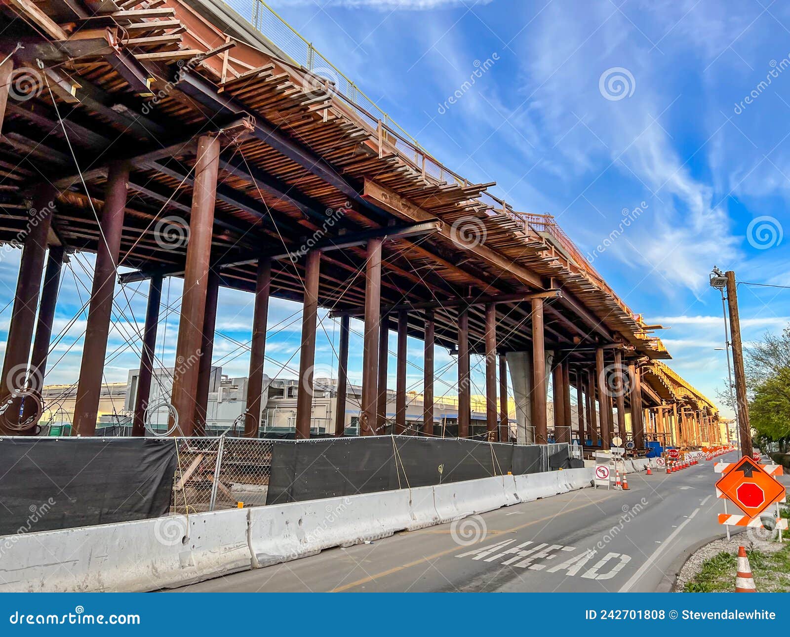 Bracing and Support in Place for a Overhead Freeway Construction ...