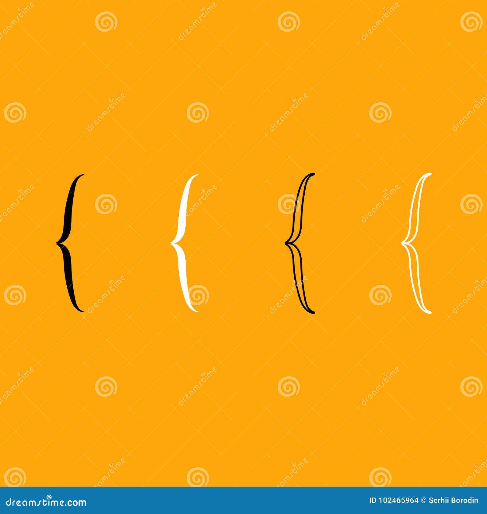 Bracket Black and White Set Icon. Stock Vector - Illustration of type ...