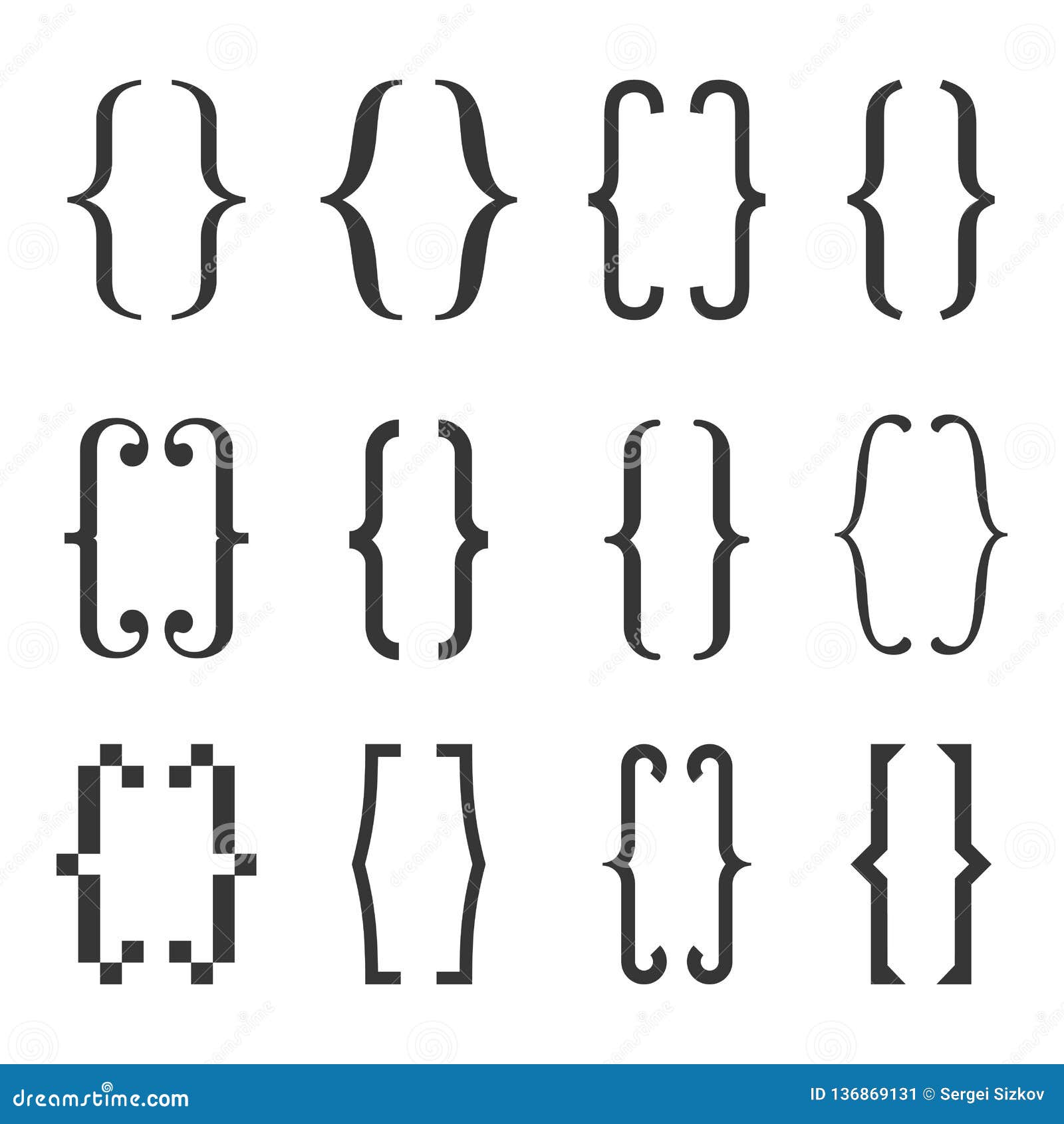 Bracket Curly. Shapes Of Parenthesis. Brace For Edit And Calligraphy ...