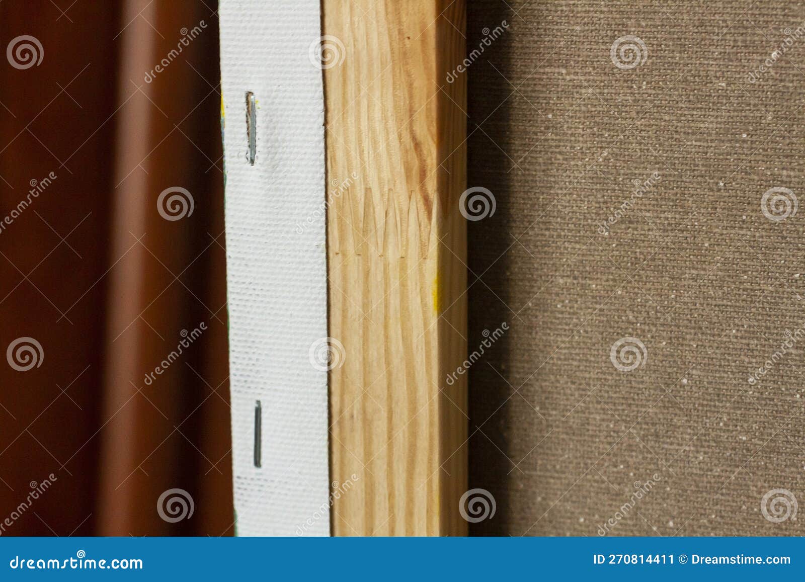 The Bracket is Fastened To the Canvas To the Subframe. Close-up Stock ...