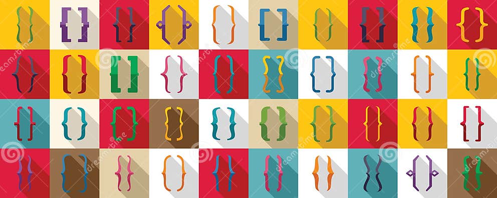 Bracket Parenthesis Icons Set. Colorful Curly Brackets Icons Set ...