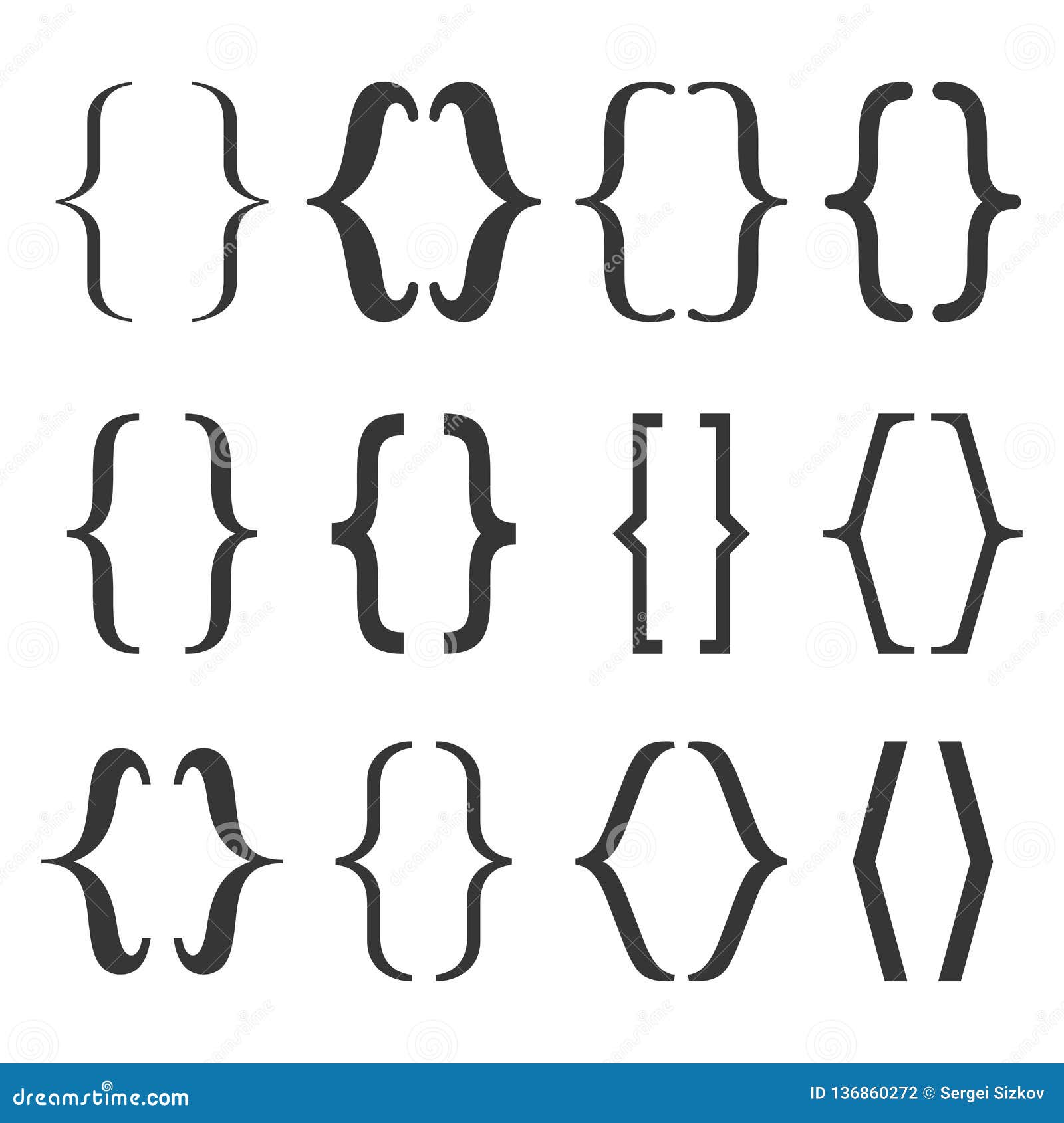 Bracket Curly. Shapes Of Parenthesis. Brace For Edit And Calligraphy ...