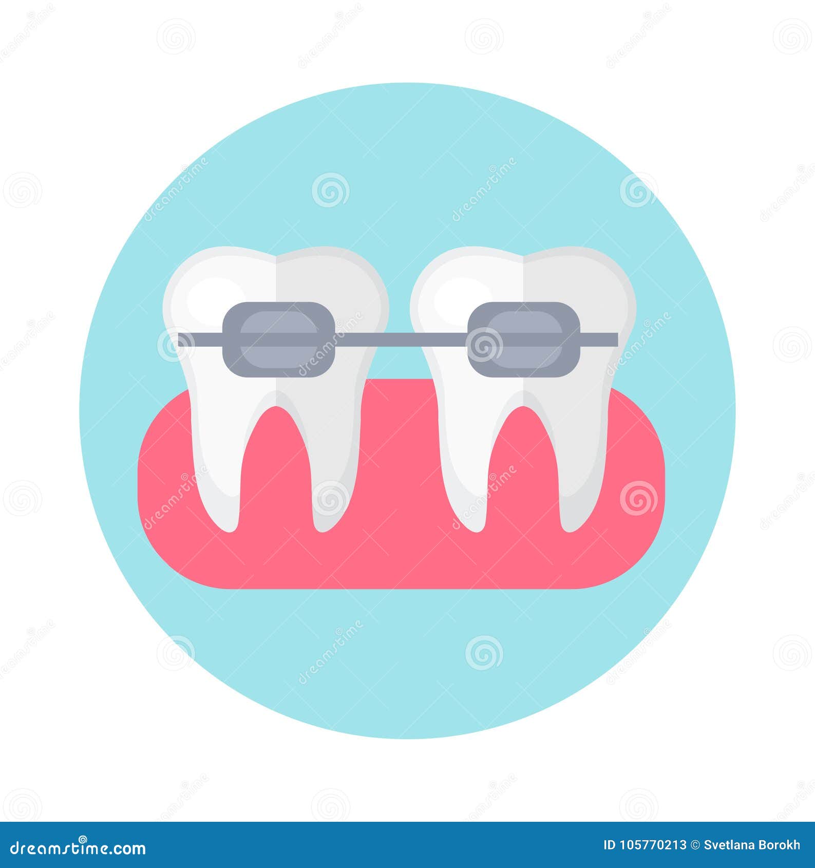 Brackets on the Teeth. Icon Flat Style. Dentistry, Dentist Concept. Isolated on White Background ...