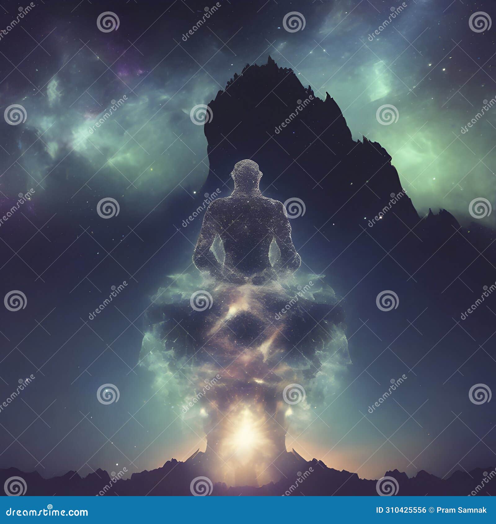 Brahma God Silhouette With Galaxy Background. AI-Generated. Stock ...