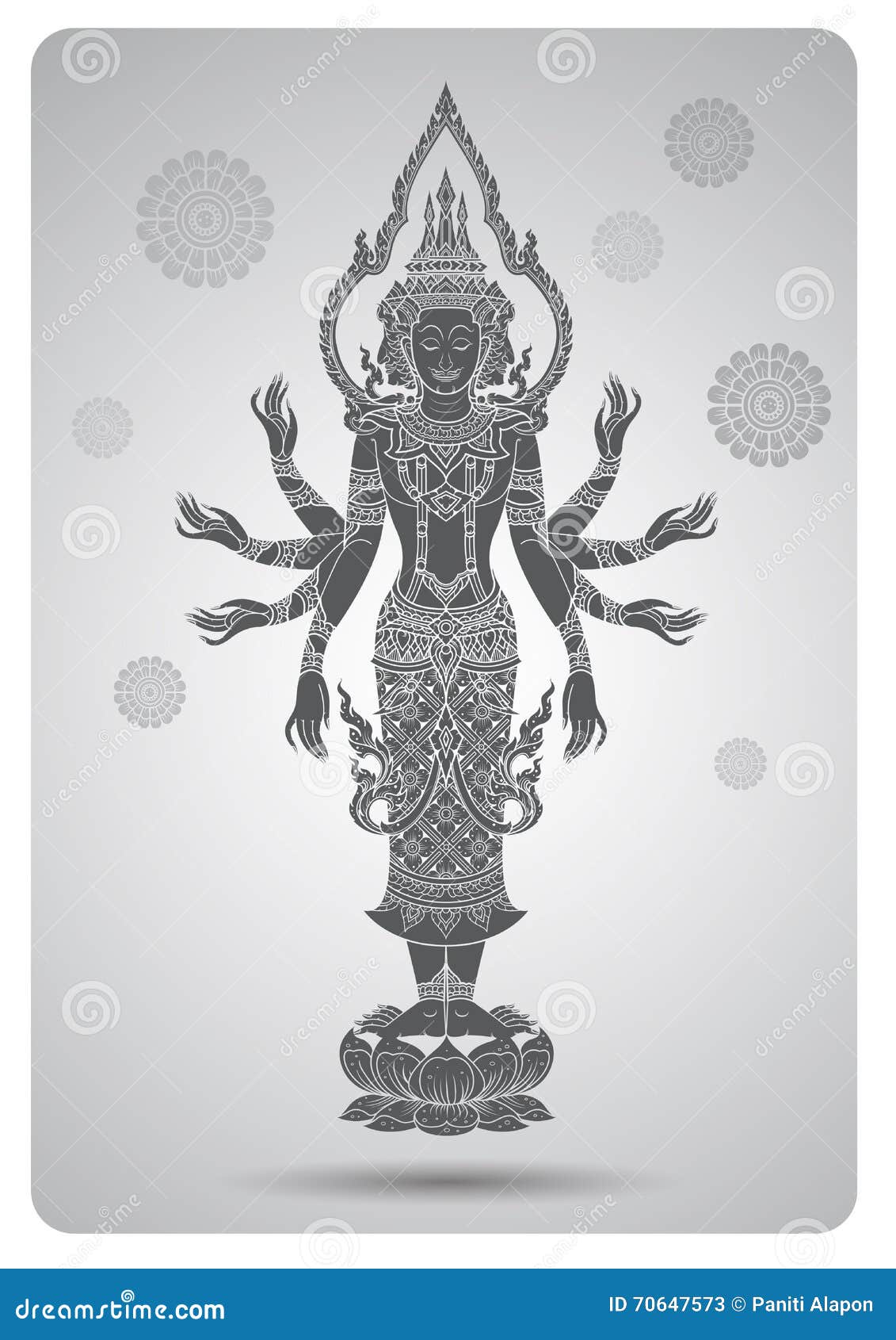 Brahma Outline Tradition Thai Design Vector Stock Vector - Illustration ...