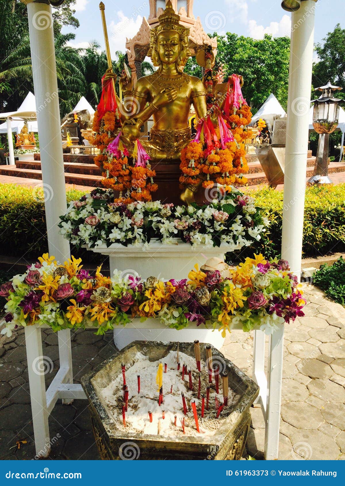 Brahma statue stock image. Image of shrine, plant, temple - 61963373