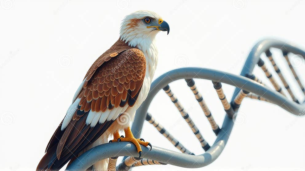 Brahminy Kite Perched on DNA Structure Stock Illustration ...