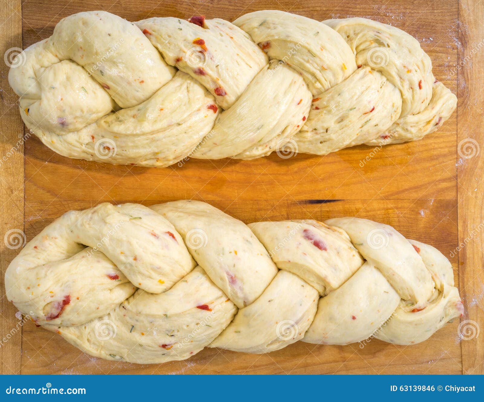Braid Dough with Sundried Tomatoes and Herbs Rising Stock Photo - Image ...