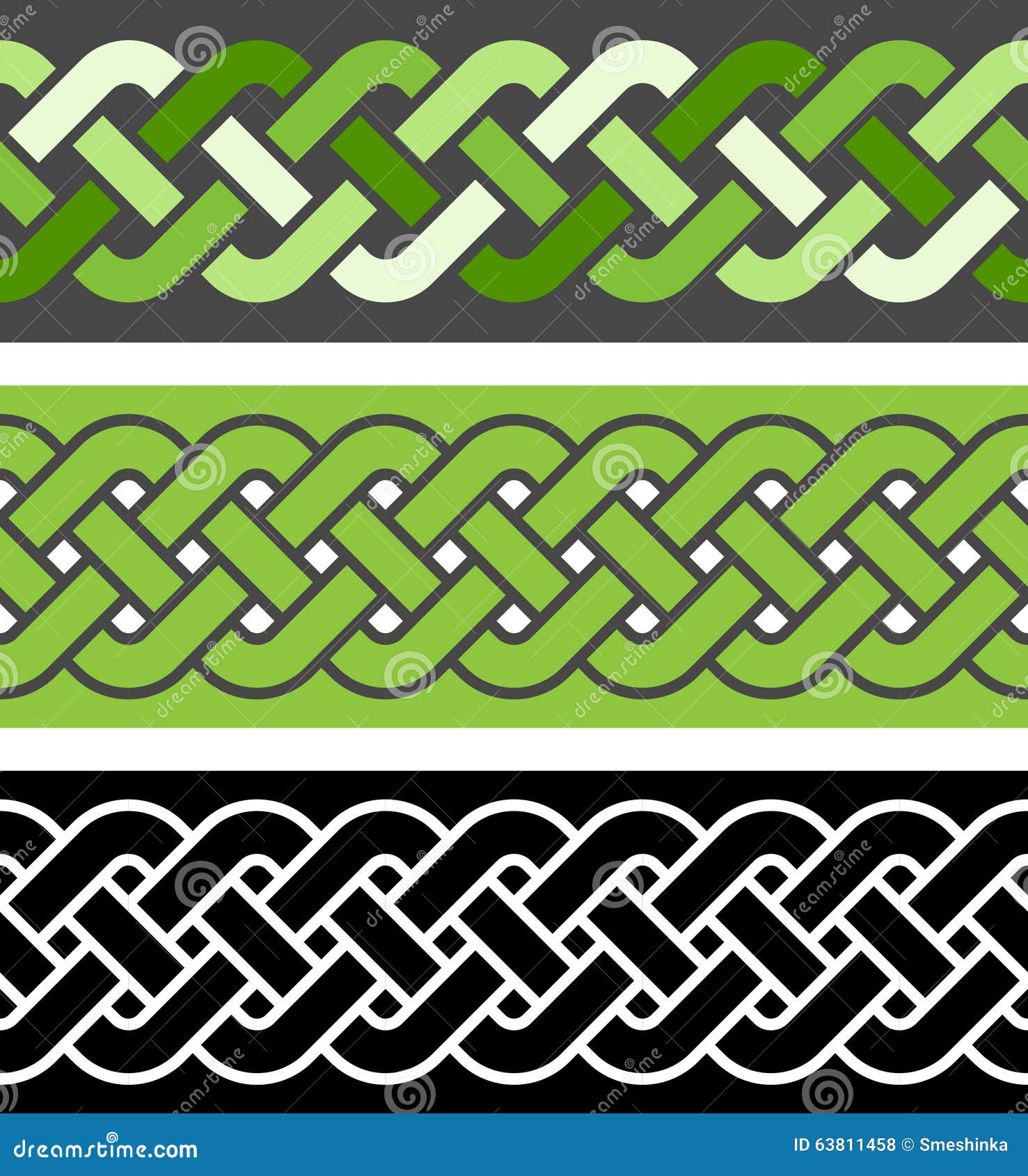 Braid Seamless Borders. Braided Nautical Plaits, Knotted Braids ...