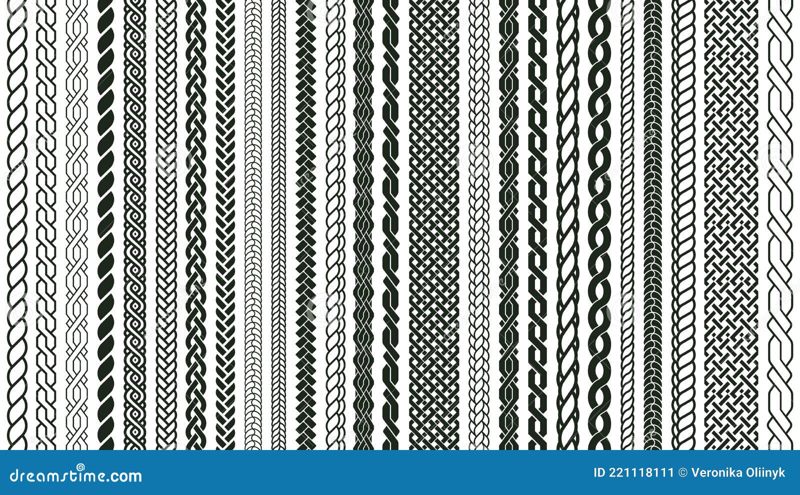 Braid Seamless Borders. Braided Nautical Plaits, Knotted Braids ...