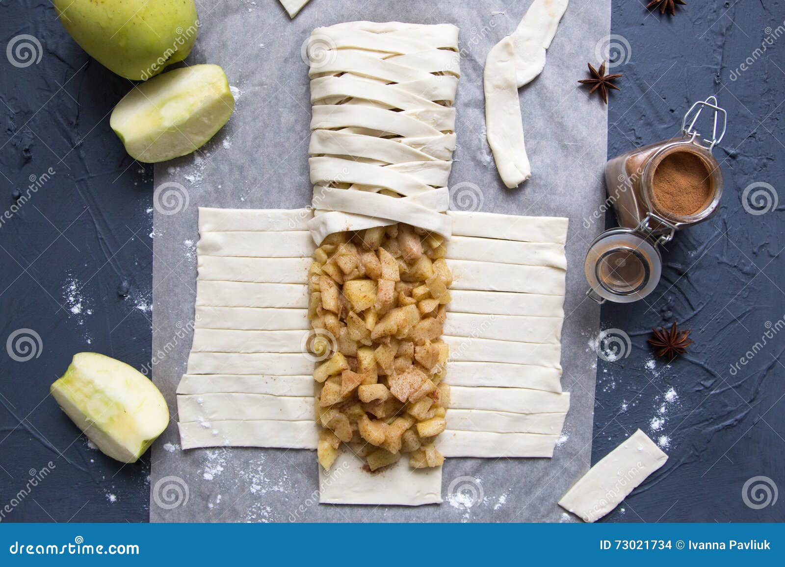 Braided Apple Pie. the Cooking Process Stock Photo - Image of kitchen ...