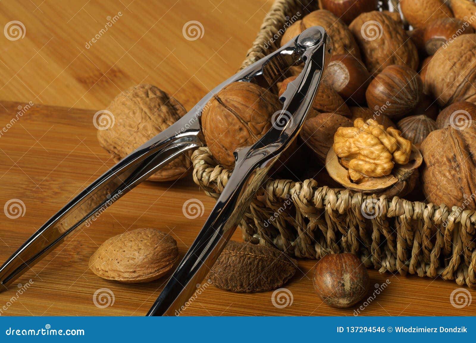 Nutcracker Based on the Basket. Braided Basket Filled with Nuts ...