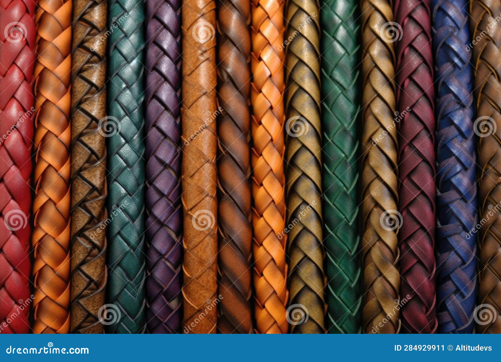 Braided Leather Cords in Various Colors and Textures Stock Illustration ...