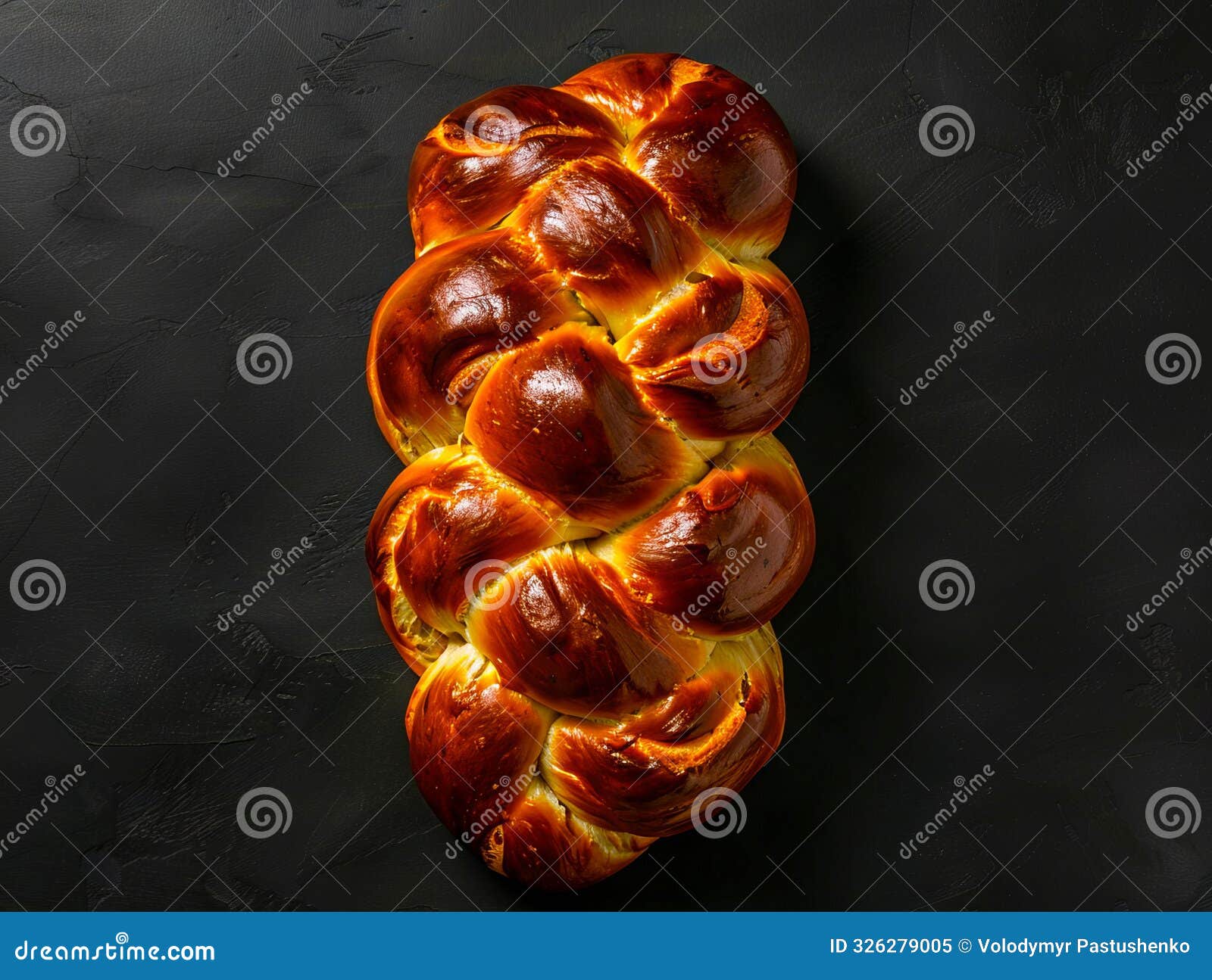 A Braided Loaf of Bread on a Black Surface Stock Image - Image of bread ...