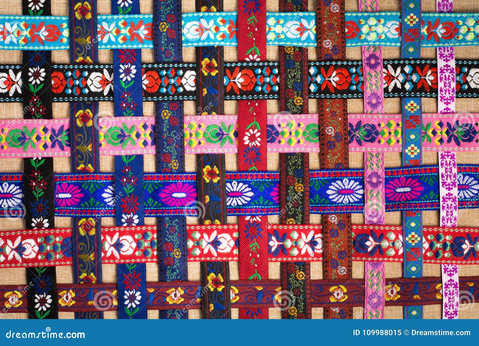 Braided Pattern of the Ribbons with Different Ornaments Stock Image ...