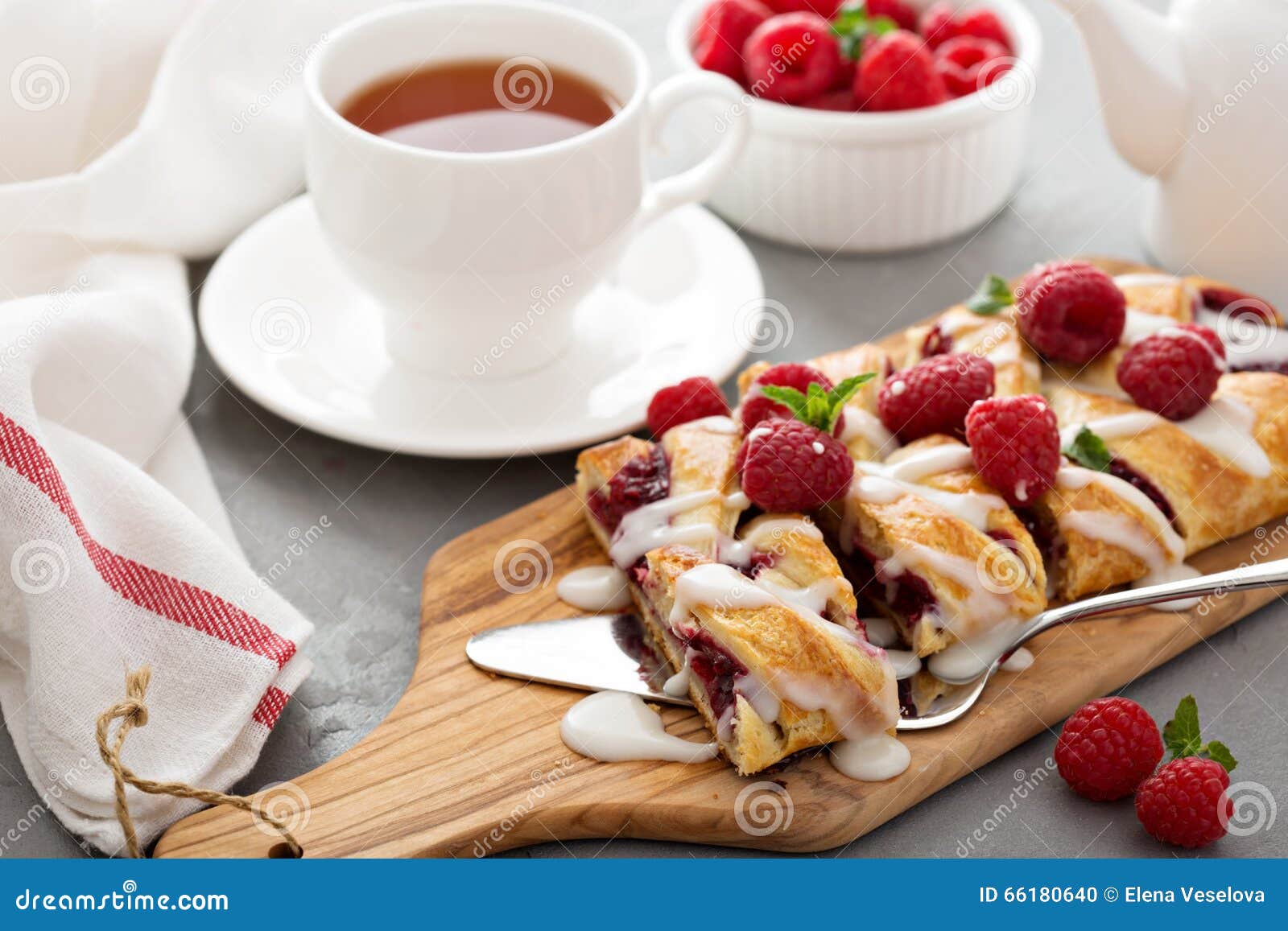 Braided Raspberry Danish with Glaze Stock Photo - Image of delicious ...