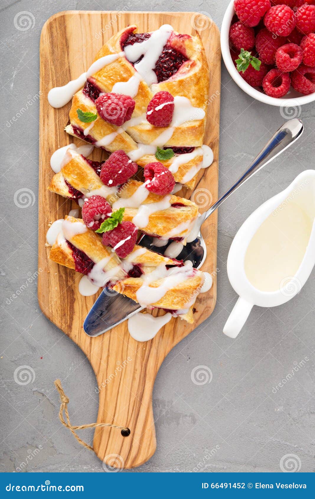 Braided Raspberry Danish with Glaze Stock Photo - Image of healthy ...