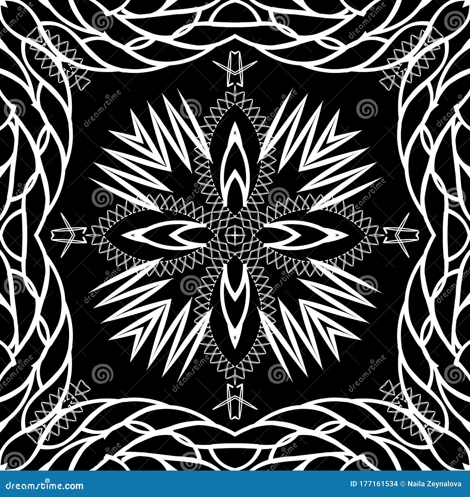 Braided Ropes and Zigzag Vector Seamless Pattern. Black and White ...