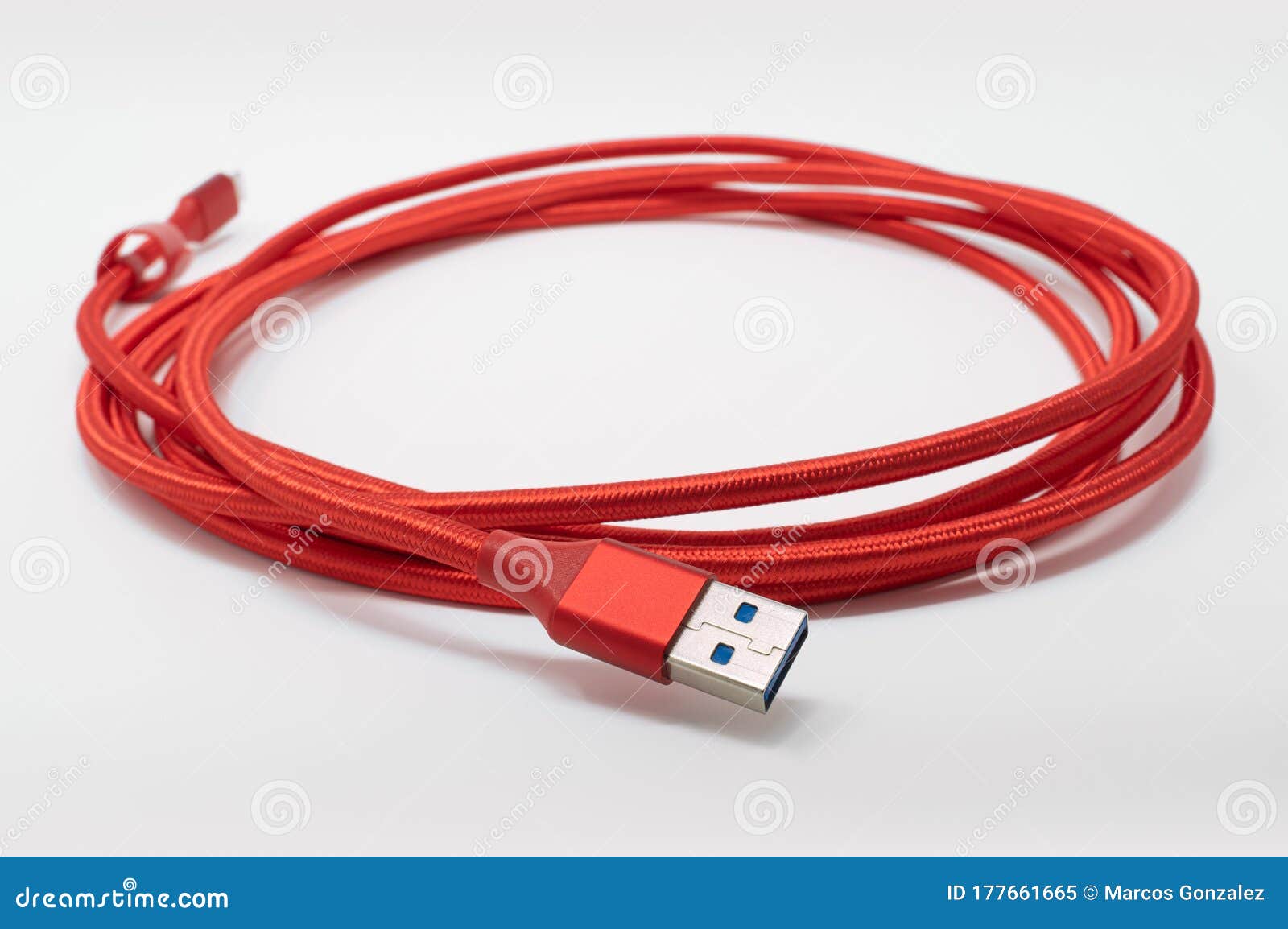 Braided USB 3.0 Cable, with USB a To USB C Connectors Stock Image ...