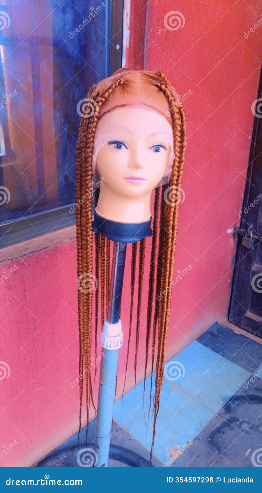 Braided wig on dummy stock photo. Image of dummy, purple - 354597298