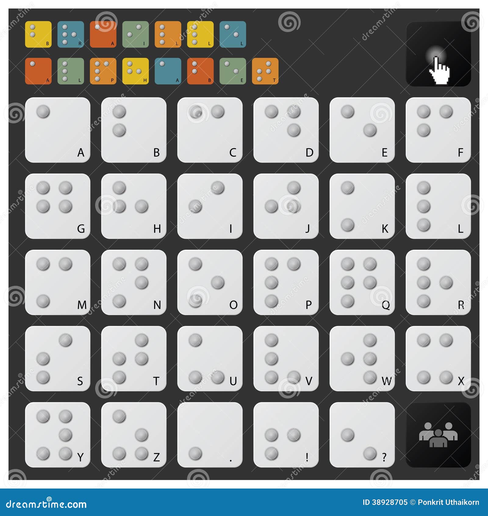 Braille Alphabet Icon Set stock vector. Illustration of design - 38928705