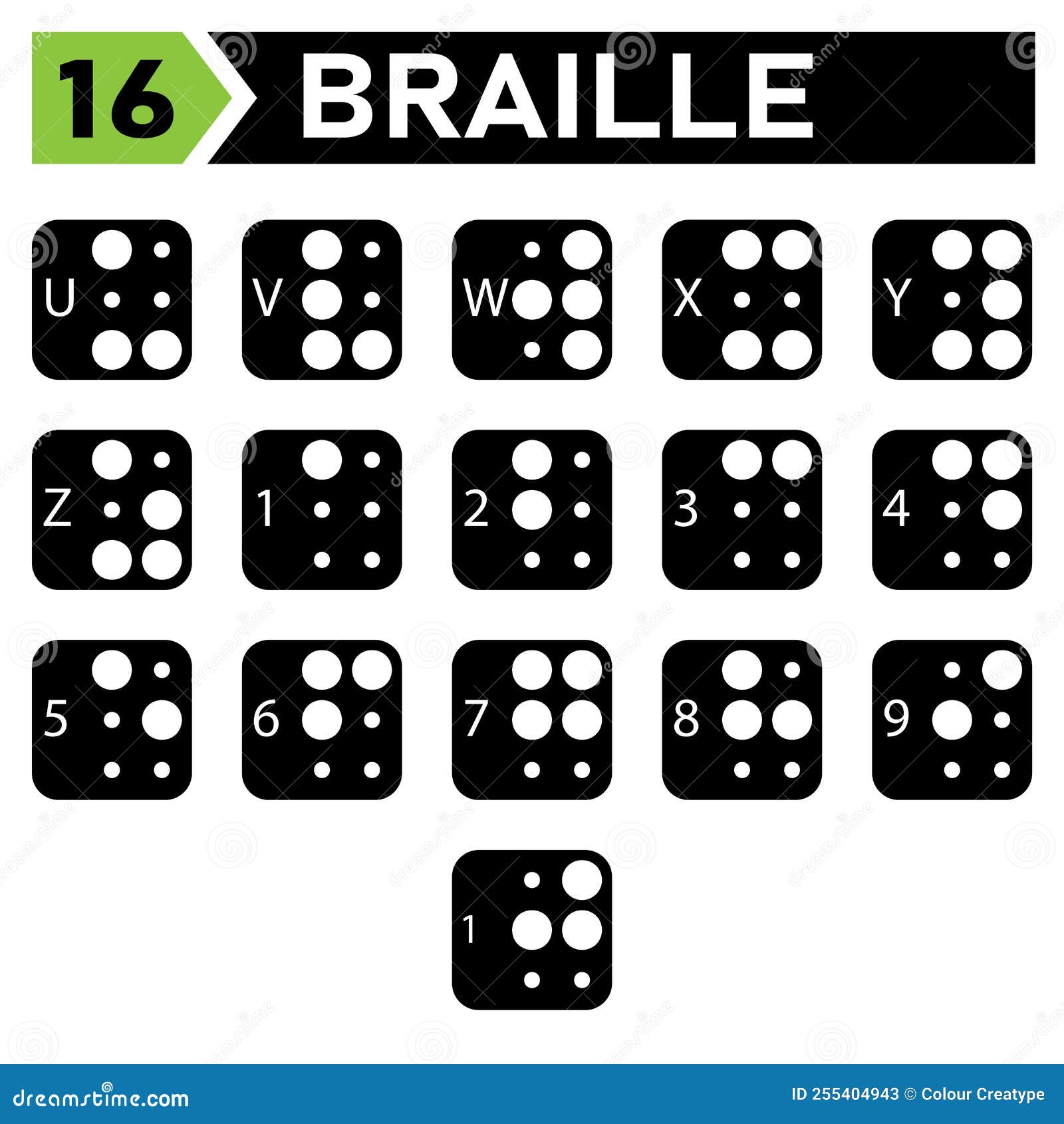 Braille Alphabet Icon Set Include a To Z Stock Vector - Illustration of ...