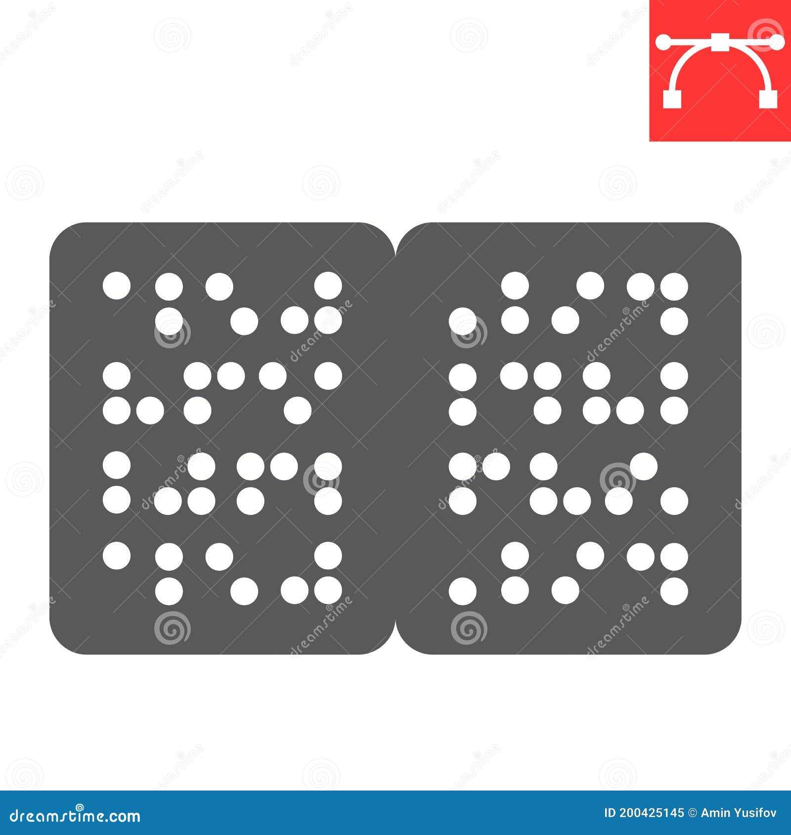 Braille Book Glyph Icon, Disability and Blind, Book Written in Braille ...