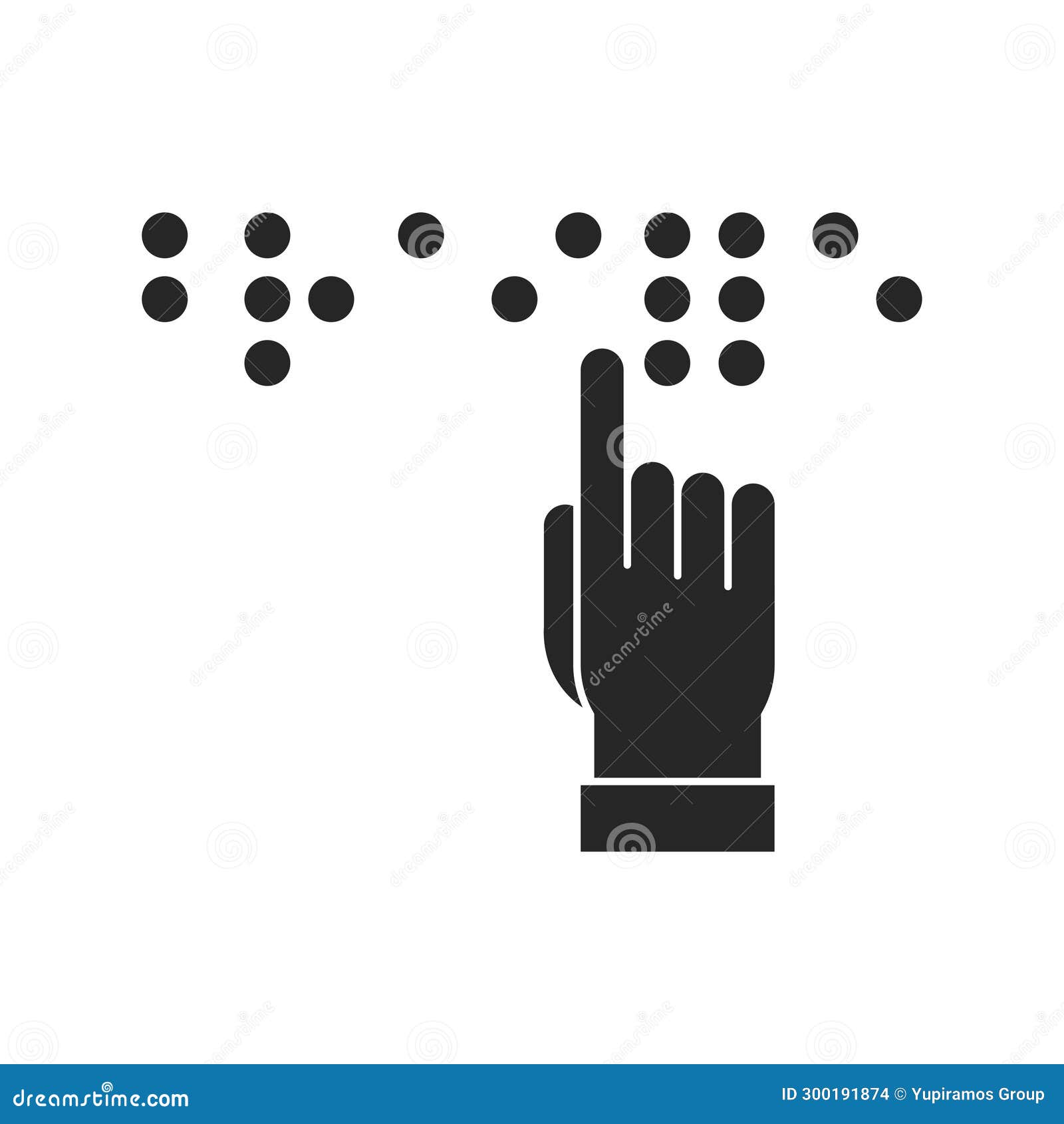Braille icon with hand stock illustration. Illustration of embossed ...