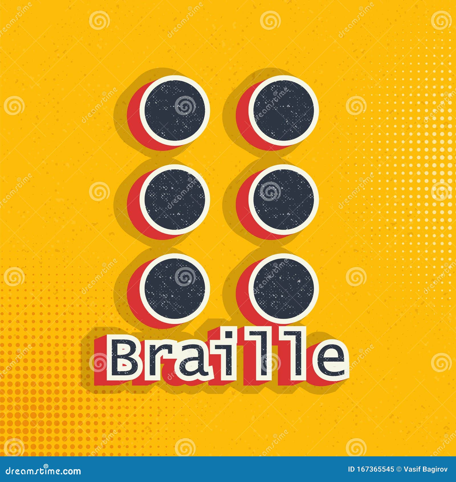 Braille Pop Art, Retro Icon. Vector Illustration of Pop Art Style Stock ...