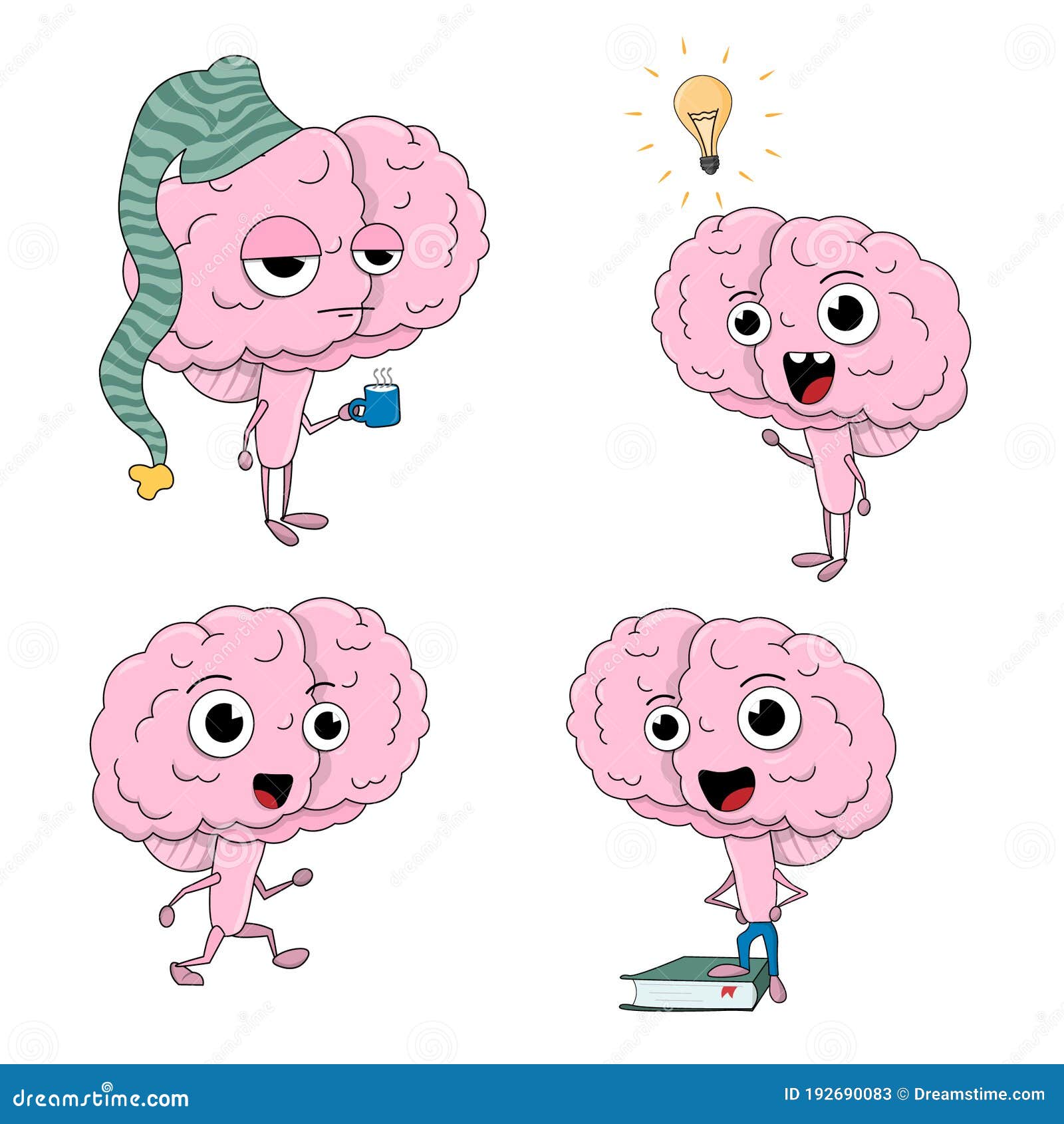 Vector Set Of Illustration Of Pink Color Brain | CartoonDealer.com ...