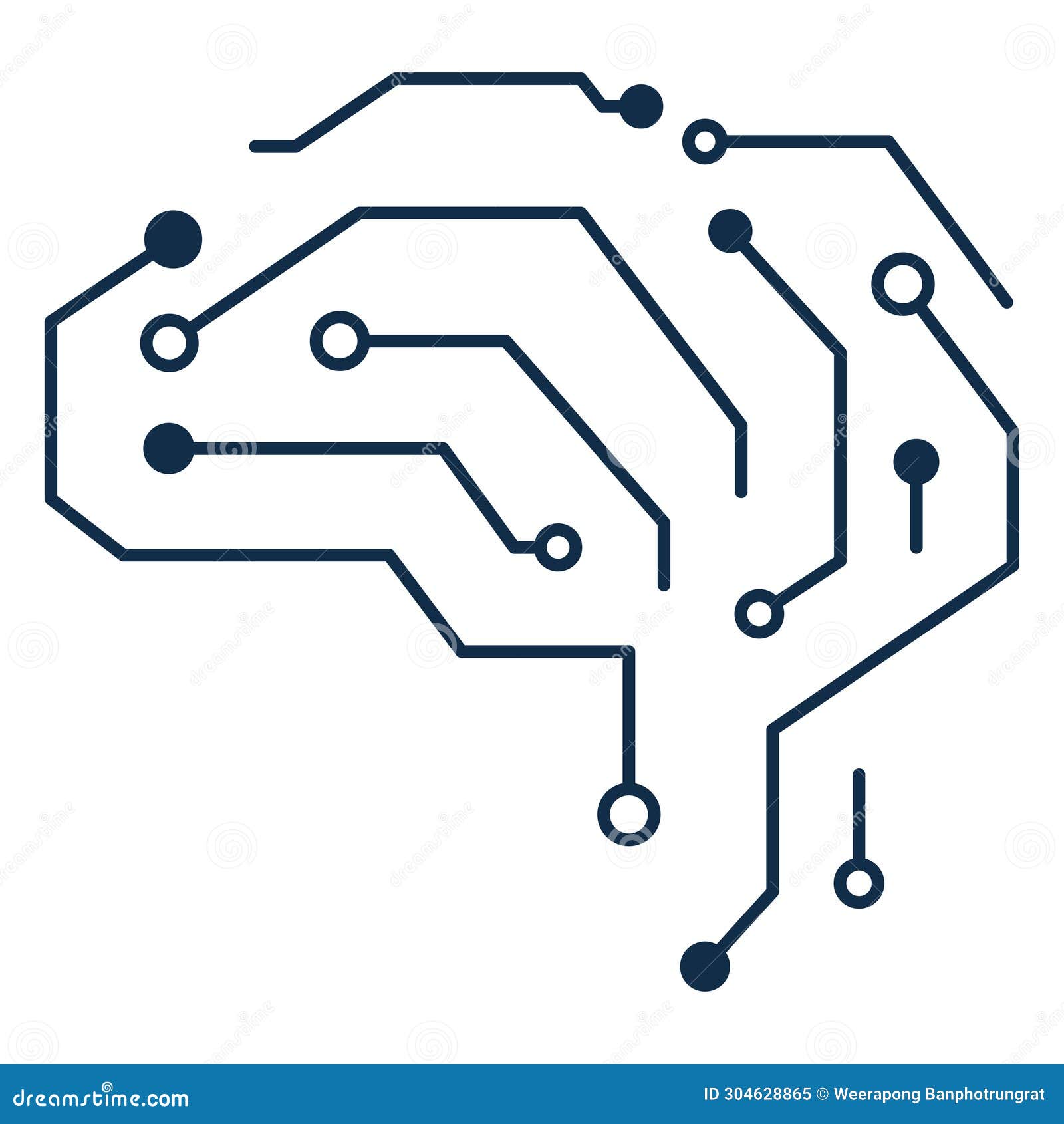 Human Brain with Colorful Connected Lines and Dots. Vector Network ...