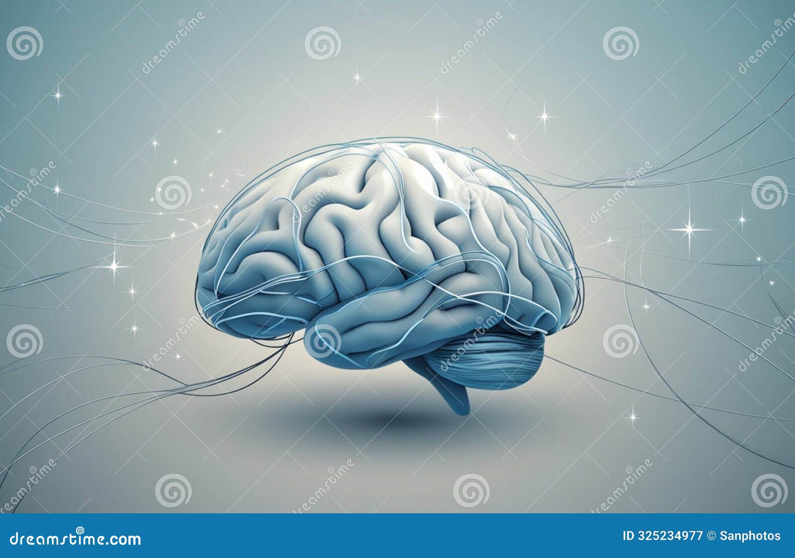 Digital Minimalist Blue Brain Illustration: Exploring Neurodiversity ...