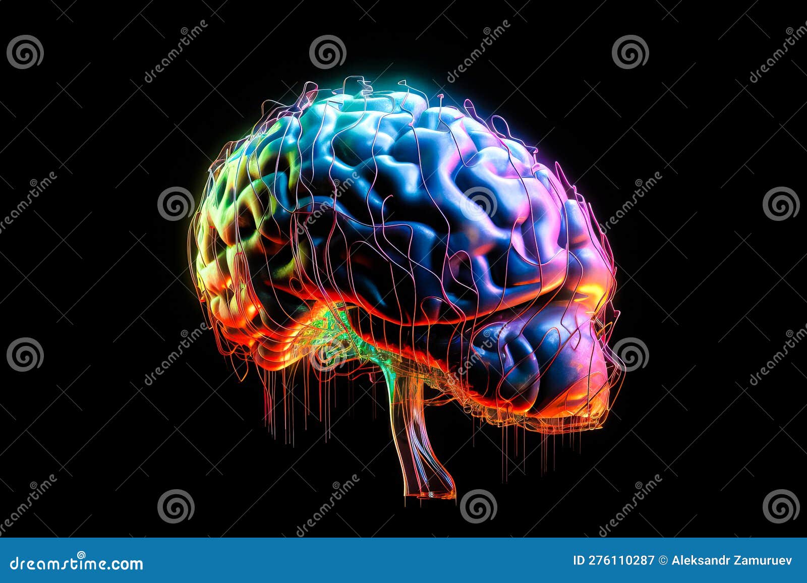 Brain Abstract Digital Human Brain. Neural Network Digital Electrical ...