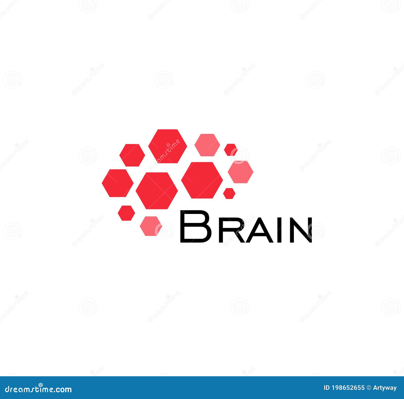 Brain Abstract Icon. Hexagonal Shapes, Geometric Brain Hemisphere ...