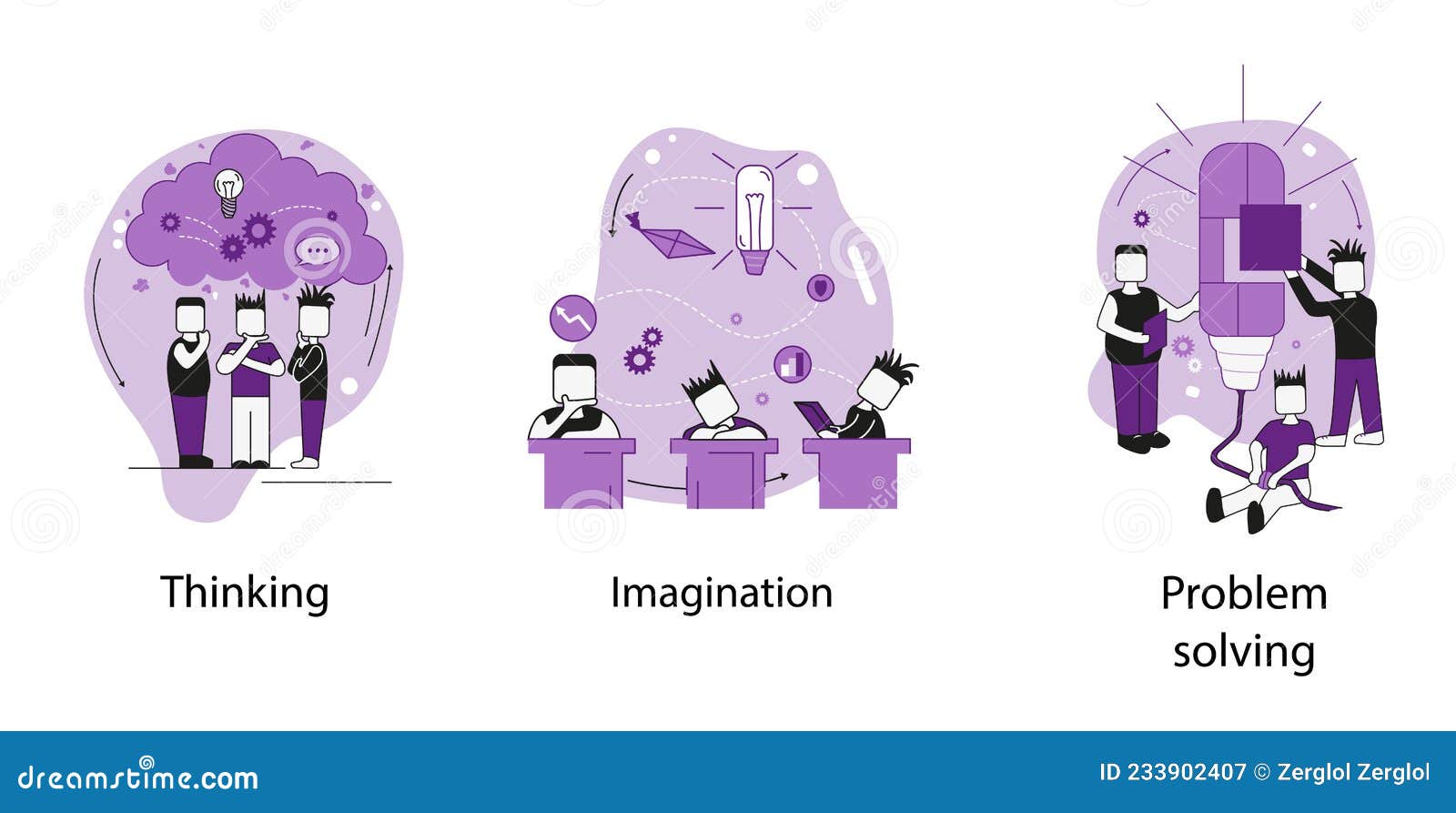 Brain Activity Abstract Concept Vector Illustration Set Stock Vector ...