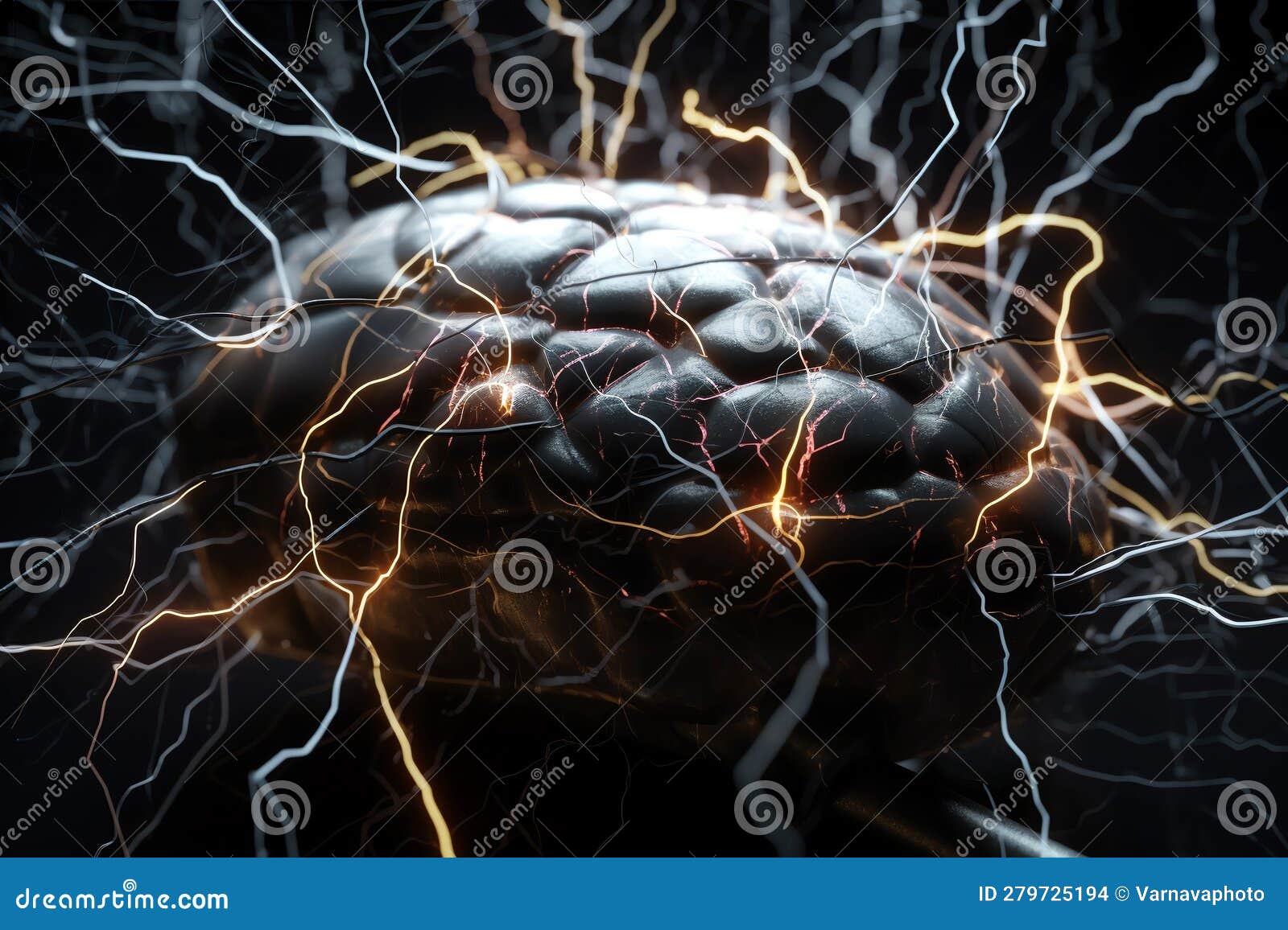 Brain Activity and Electrical Impulses. AI Generated Stock Illustration ...