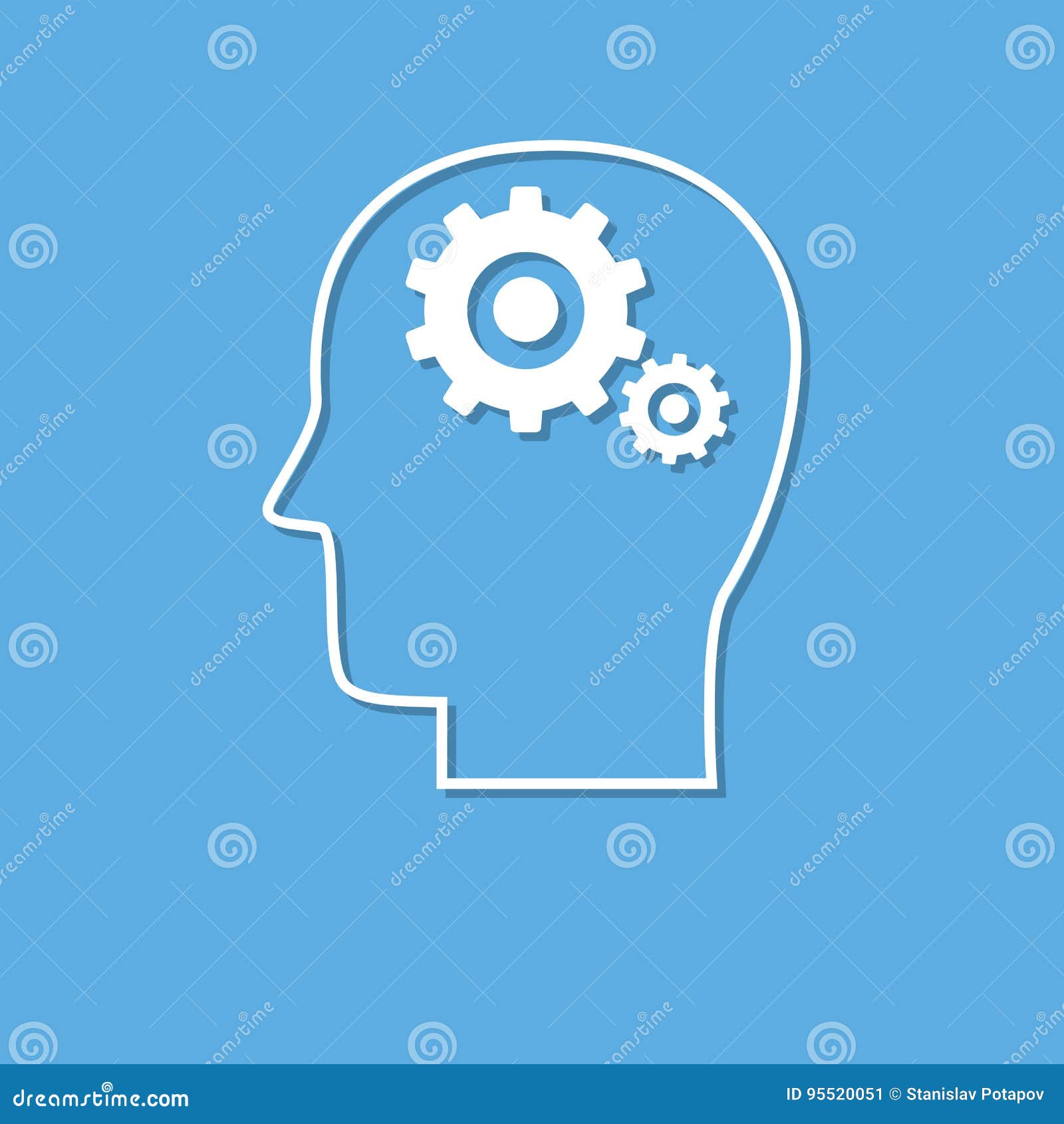 Brain Activity Icon, Cut from White Paper Stock Vector - Illustration ...