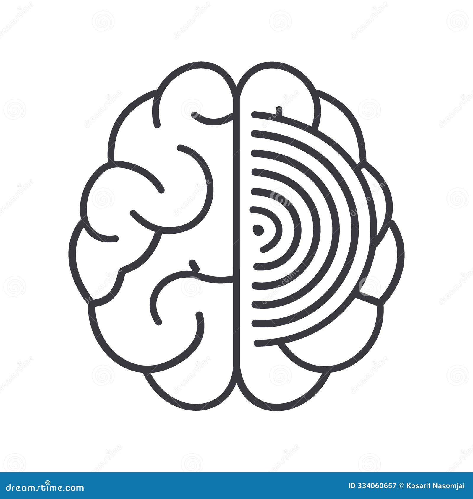Brain Activity. Illustration Showing a Human Brain with Half of it ...